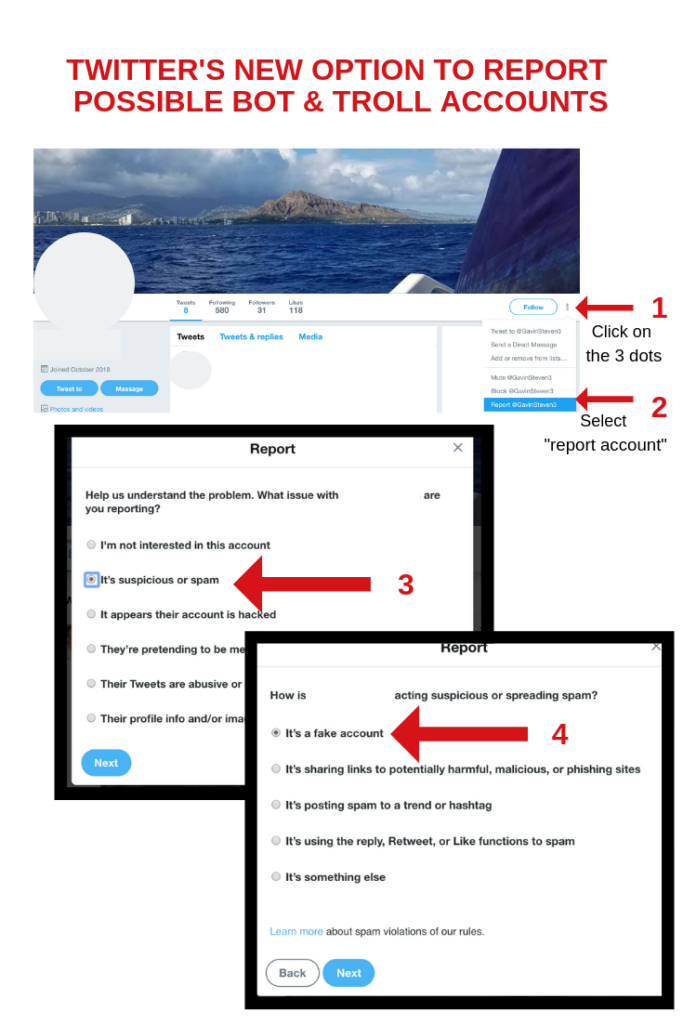 New option to report bot and troll accounts on Twitter
